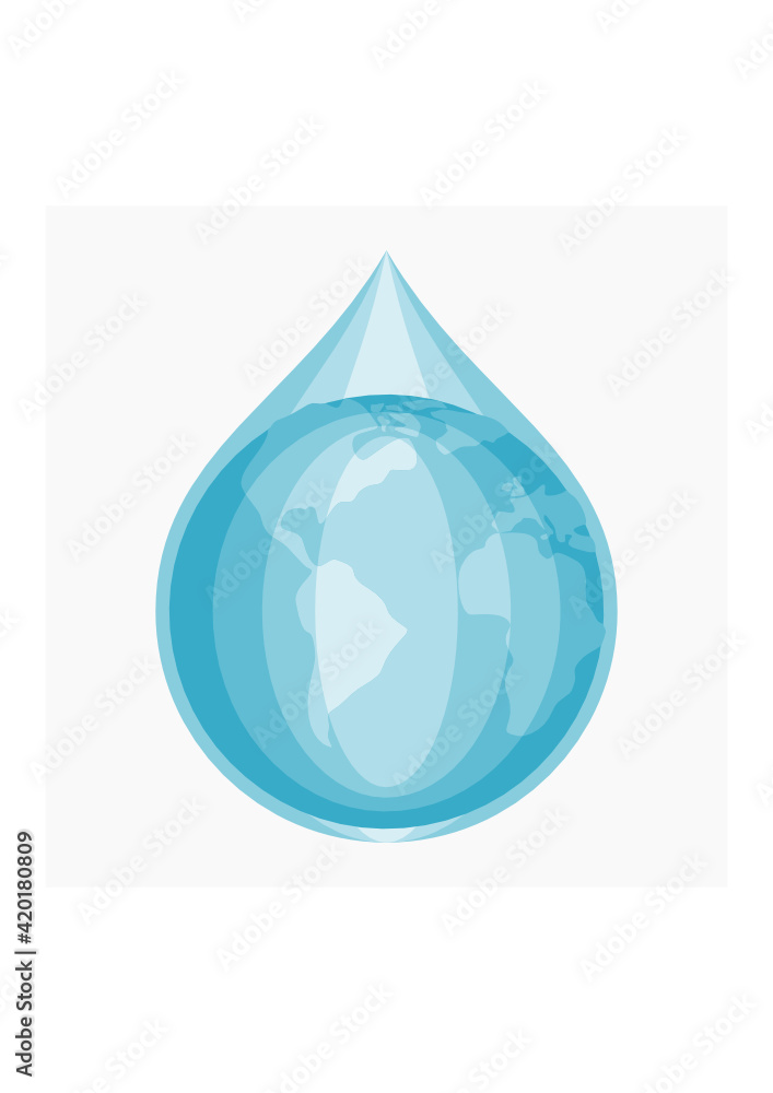 Editable Earth Globe in Water Drop Shape Vector Illustration for ...