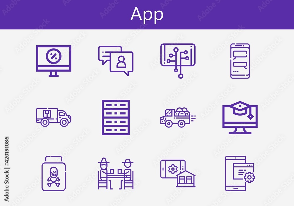 Premium set of app line icons. Simple app icon pack. Stroke vector ...