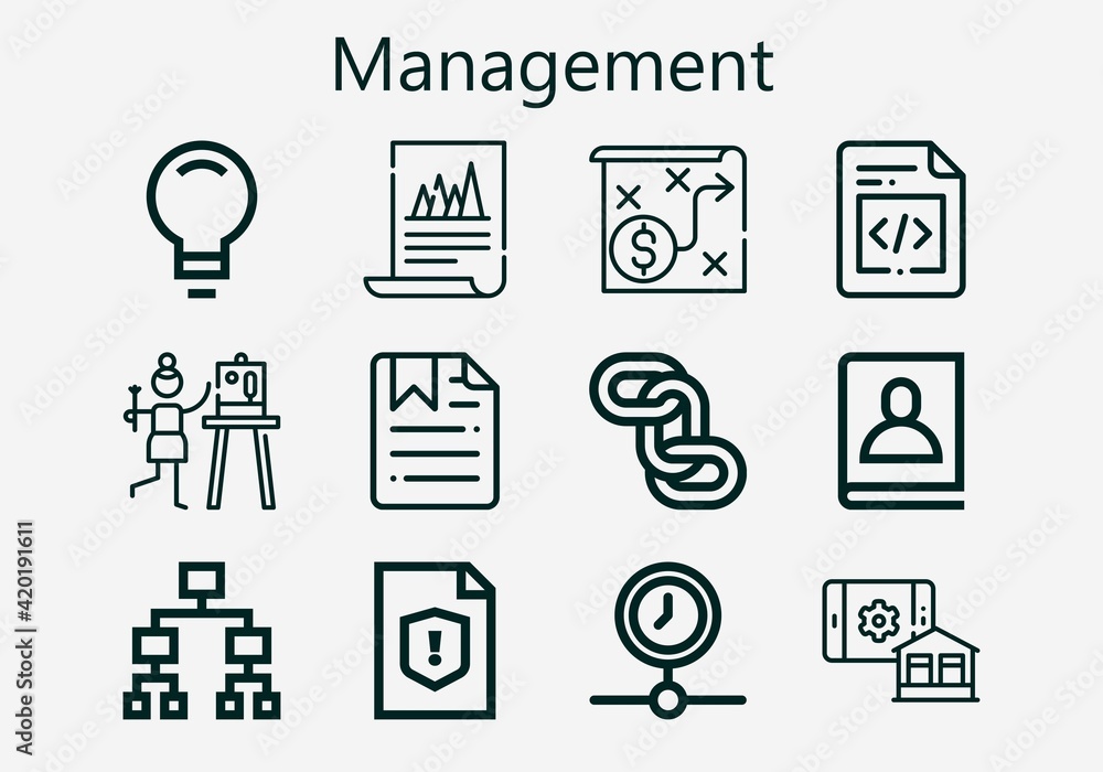 Premium set of management [S] icons. Simple management icon pack ...