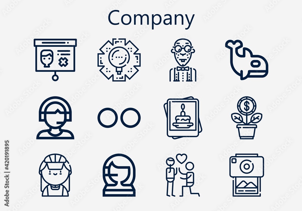 ภาพประกอบสต็อก Premium set of company [S] icons. Simple company icon ...