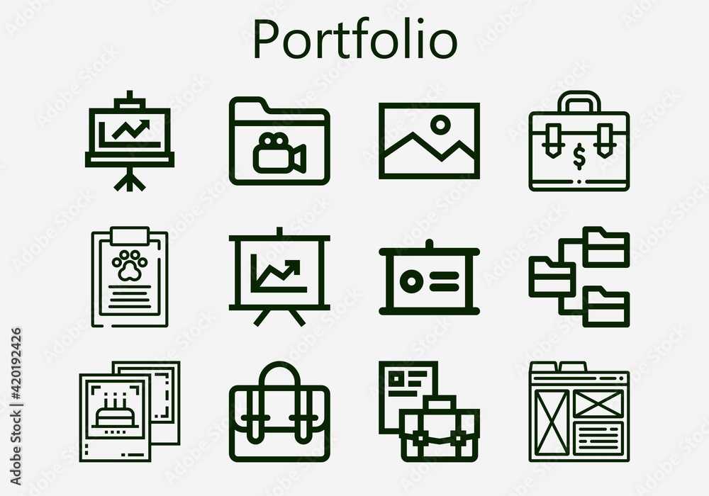 Premium set of portfolio [S] icons. Simple portfolio icon pack. Stroke ...