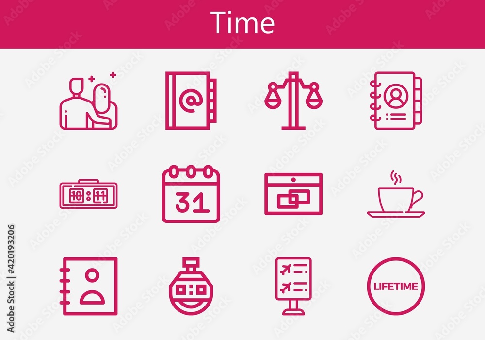 Premium set of time line icons. Simple time icon pack. Stroke vector ...