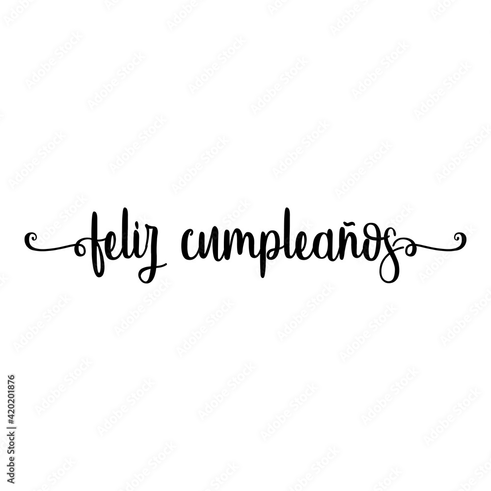 Banner con texto manuscrito feliz cumpleaños en español escrito a mano ...