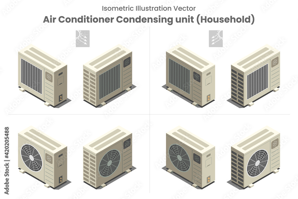 Isometric Vector Condensing unit Isometric vector as flat design of ...