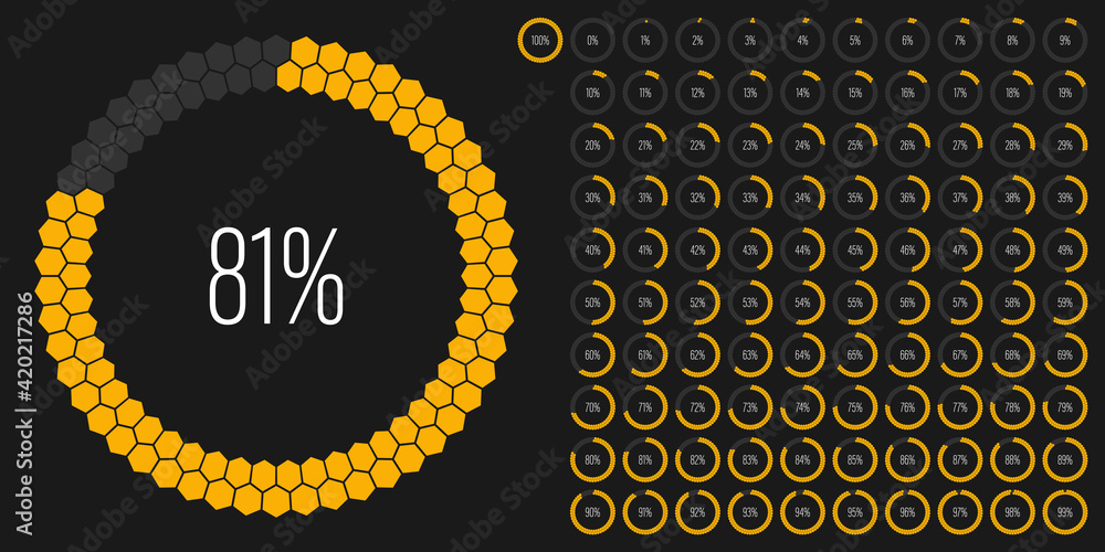 Set of circle percentage diagrams meters from 0 to 100 ready-to-use for ...