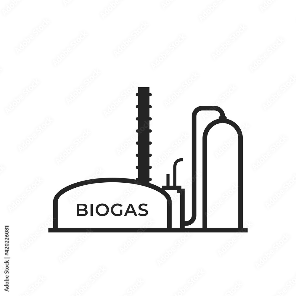 biogas plant line icon. eco industry, environment and alternative ...