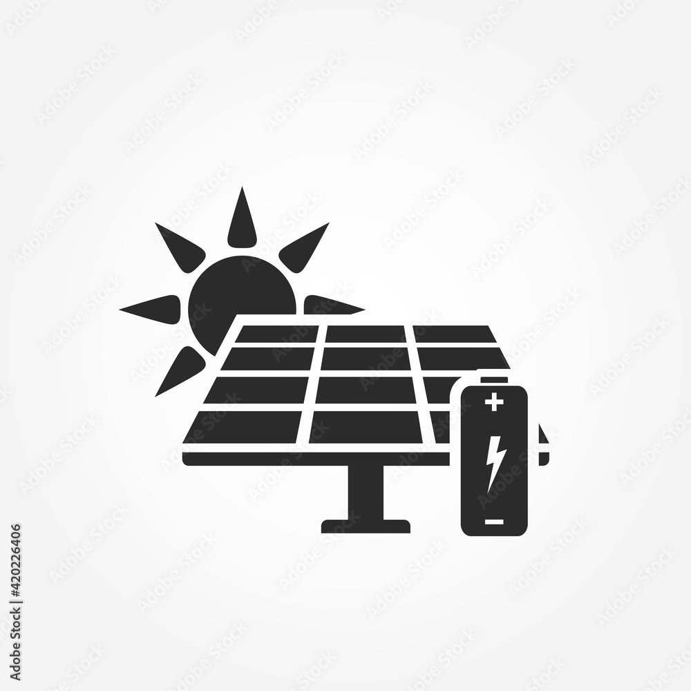 Solar panel battery icon. accumulation solar energy. sustainable ...