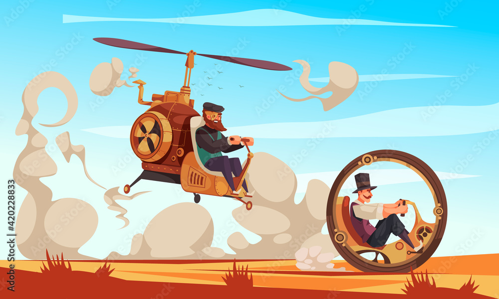 Steampunk Cartoon Illustration Stock Vector | Adobe Stock