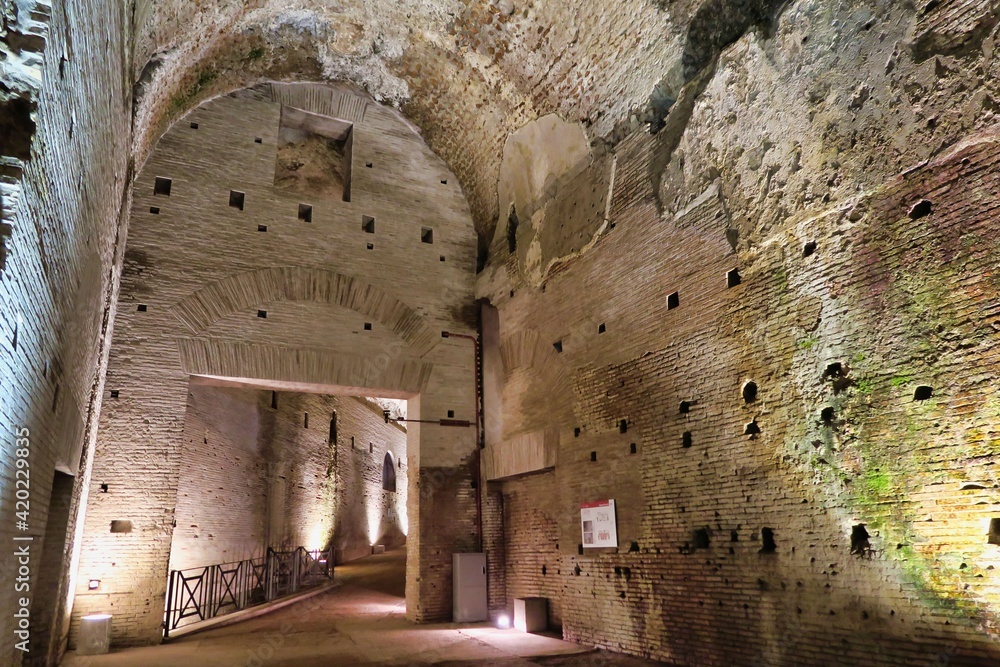 wall of castle, photo as a background in old italian roman domus aurea ...