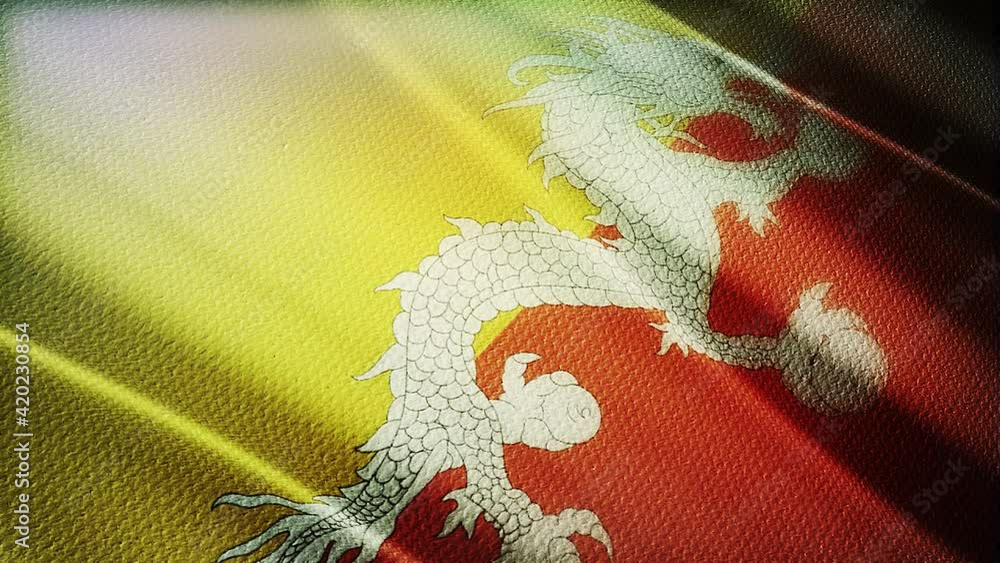 Bhutan flag is waving 3D animation. Bhutan flag waving in the wind ...