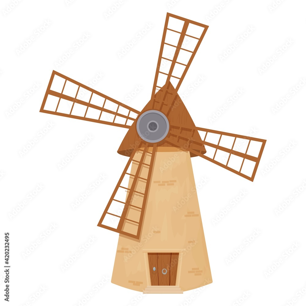 Windmill fairy, cartoon isolated on white background. Retro, rural ...