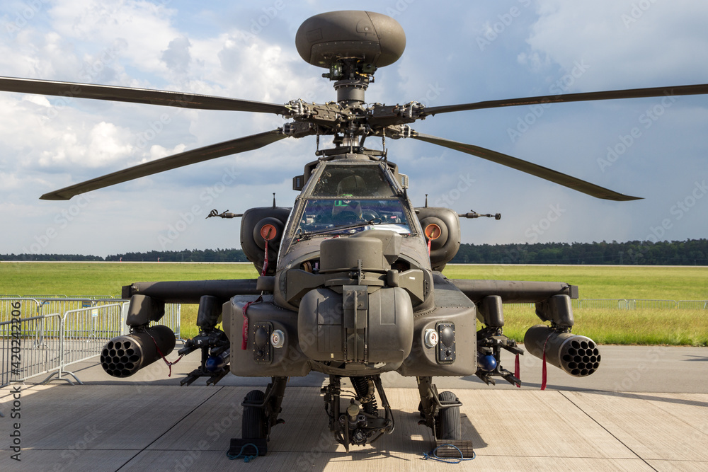Armed army AH-64 Apache military attack helicopter Stock Photo | Adobe ...