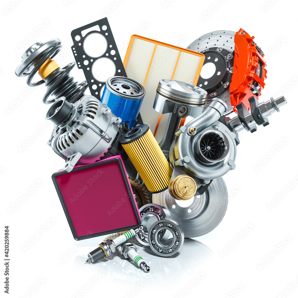 Auto parts logo. 3D render on white background Stock Illustration ...