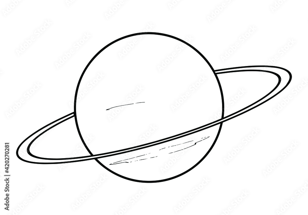 Drawing of Uranus - hand sketch of planet of the Solar System Stock ...