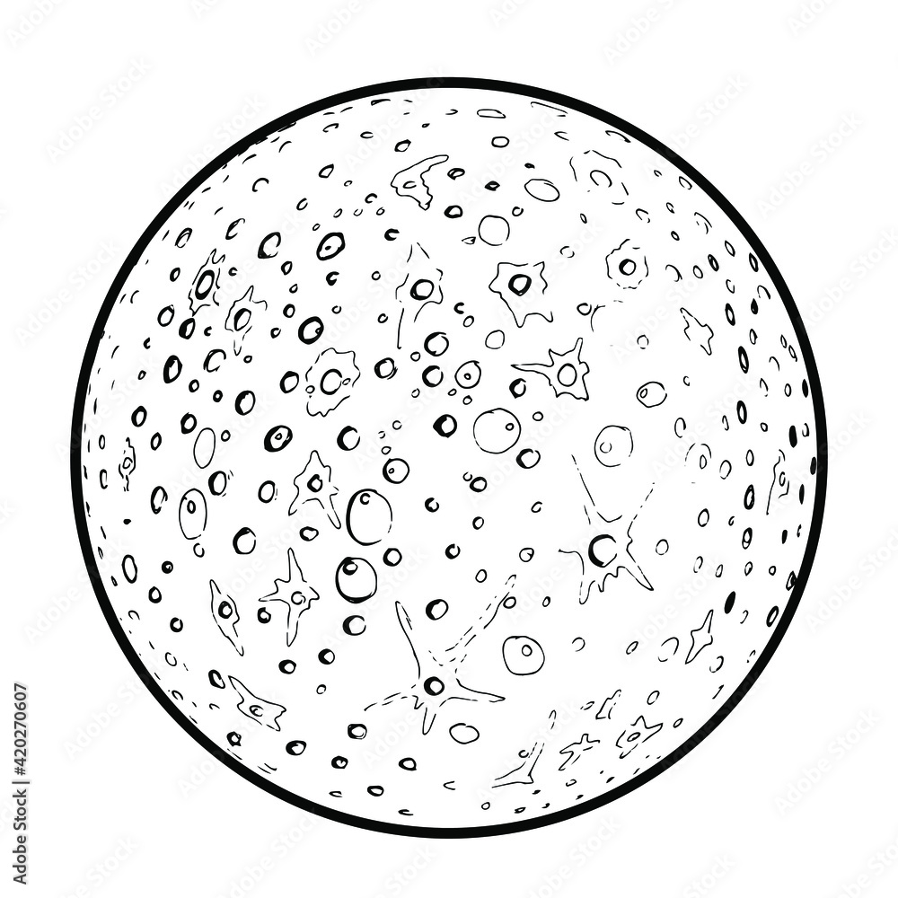 Drawing of Mercury - hand sketch of planet of the Solar System Stock ...