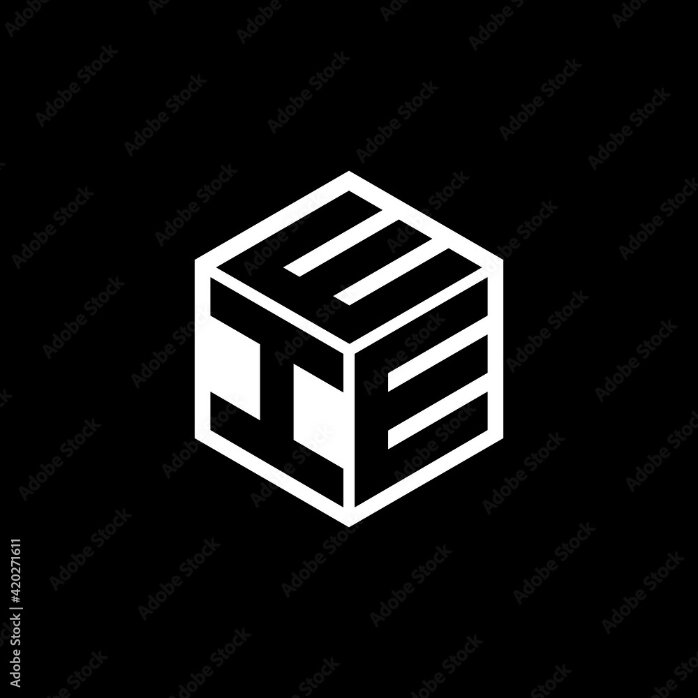 IEE letter logo design with black background in illustrator, cube logo ...