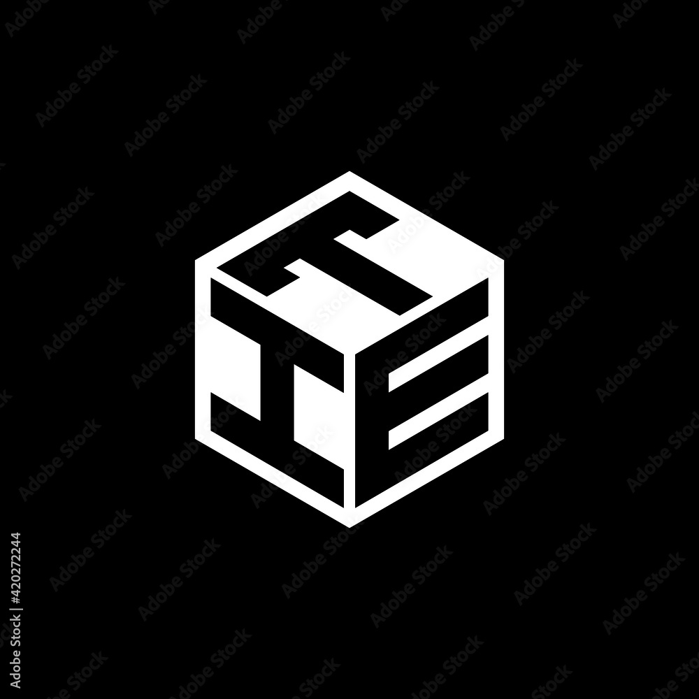 IET letter logo design with black background in illustrator, cube logo ...