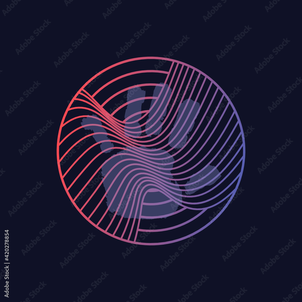 Abstract handprint. Illustration of an abstract handprint on a dark ...