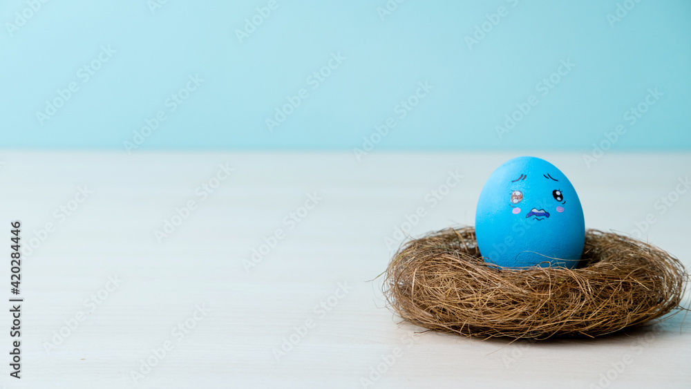 baby shower conceptual banner egg crying face nest Stock Photo | Adobe ...