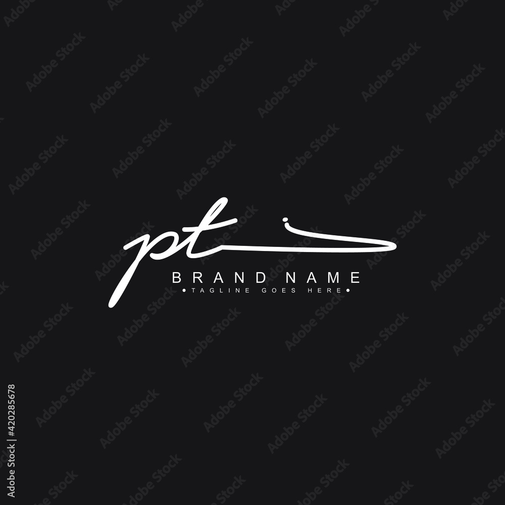 PT initial Letter Logo - Handwritten Signature Logo Stock Vector ...