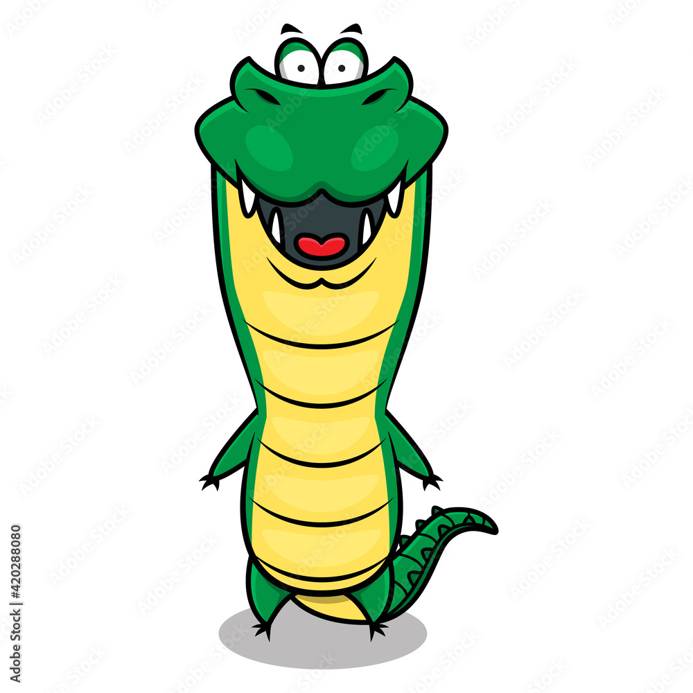 Funny Alligator Cartoon Character standing and greeting, best for ...