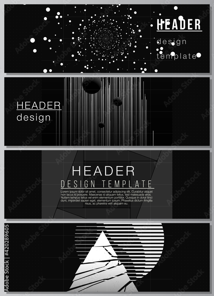 Vector layout of headers, banner templates for website footer design ...