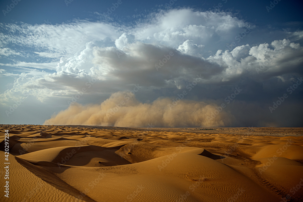 Haboob dust storm panorama Storm, Sand storm in desert of high altitude ...