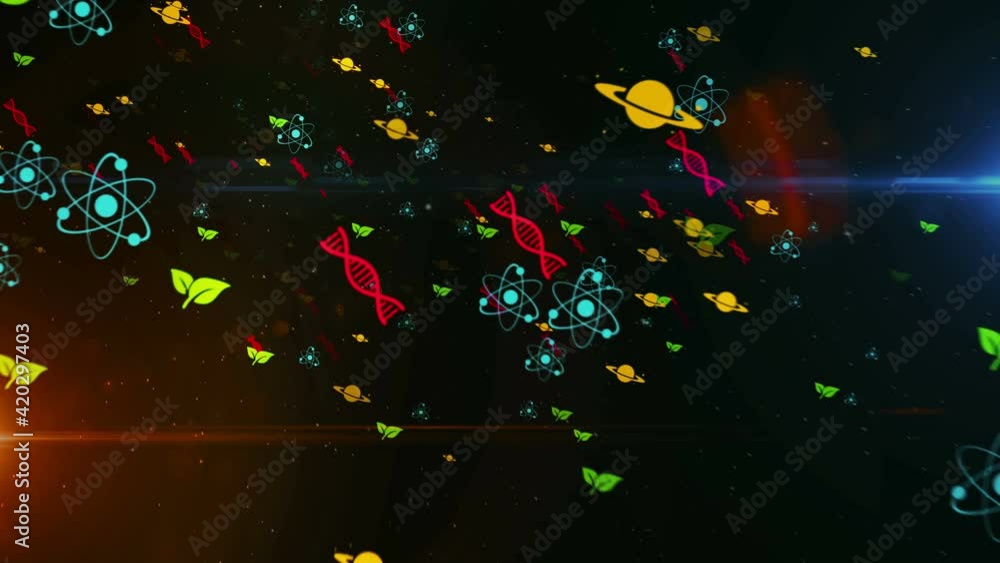 Science symbols and icons seamless loopable 3d tunnel animation ...