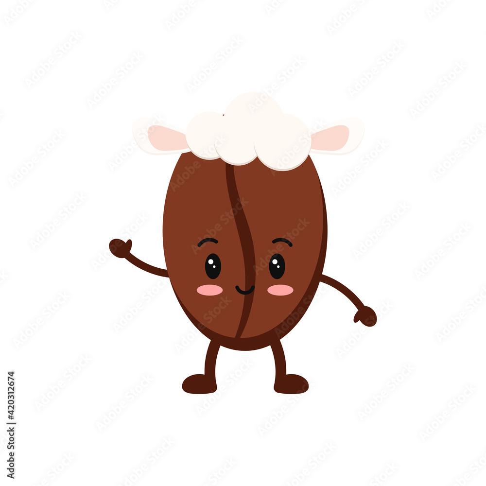 Easter cute coffee bean in sheep costume isolated on white baclground ...