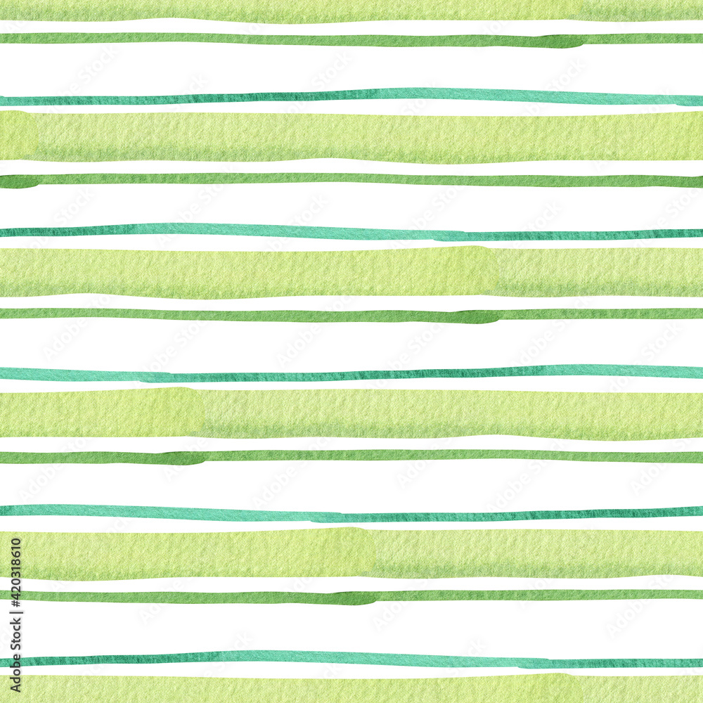 Watercolor horizontal line seamless pattern Green stripes texture Stock ...