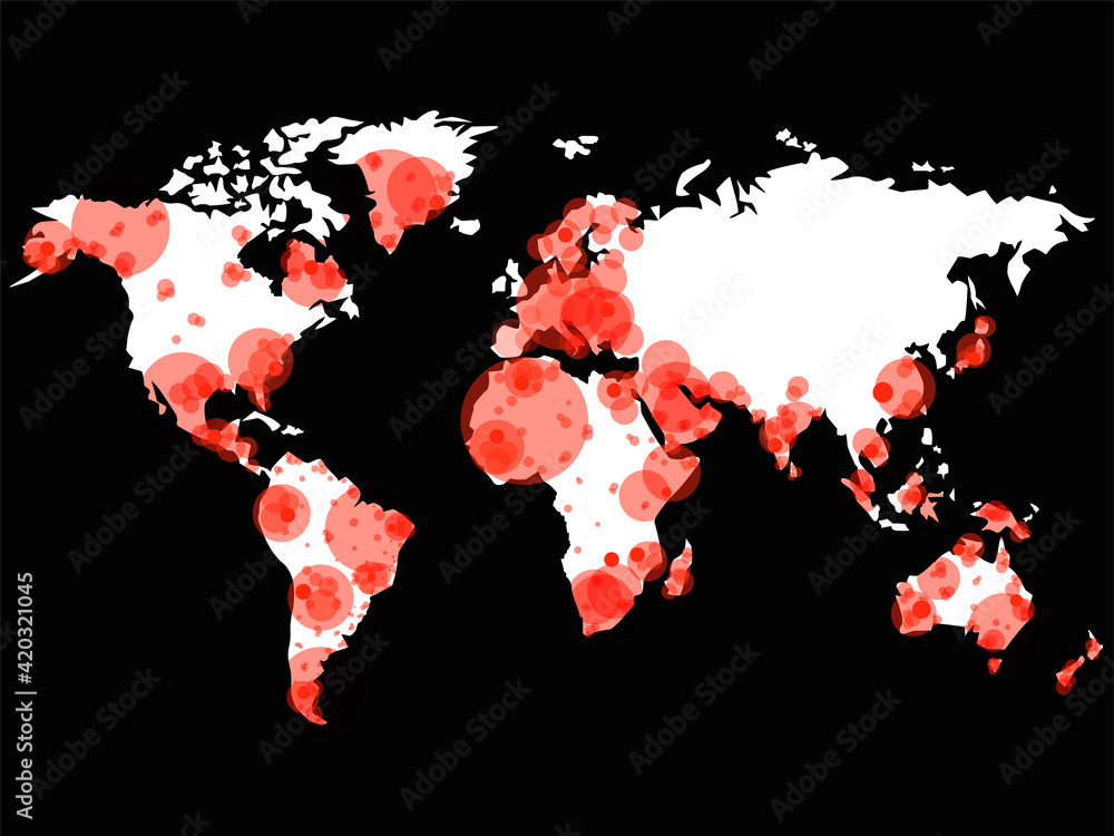 World map of coronavirus pandemic. Covid-19. Covid map. Disease ...