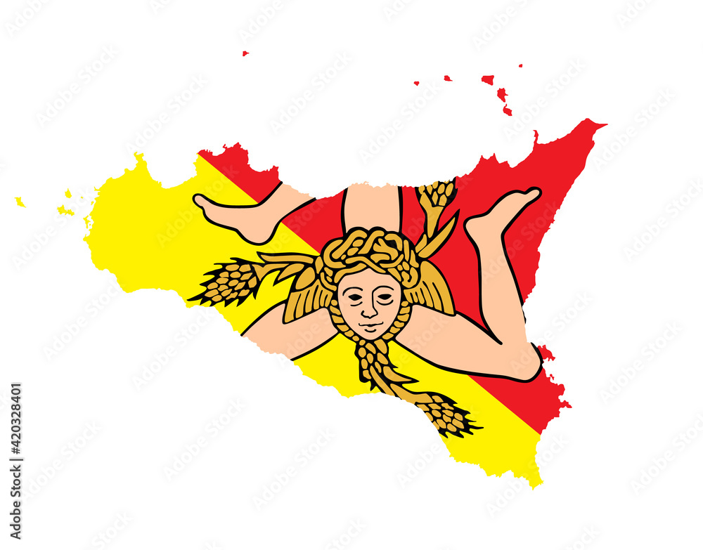 Sicily vector map silhouette illustration isolated on white background ...