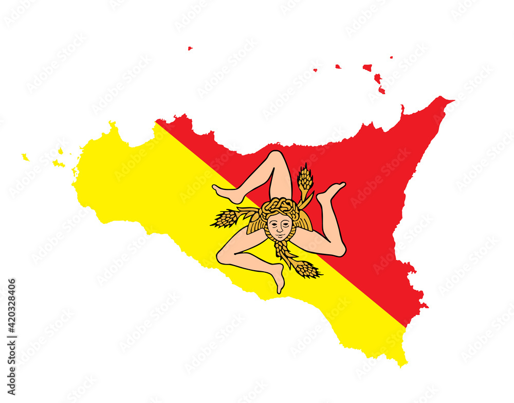 Sicily vector map silhouette illustration isolated on white background ...