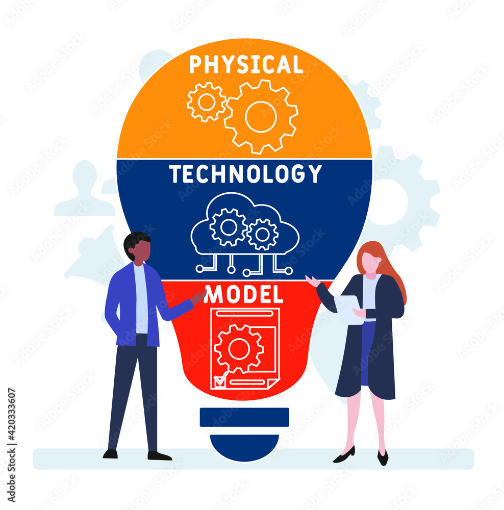 Flat design with people. PTM - Physical Technology Model. acronym ...