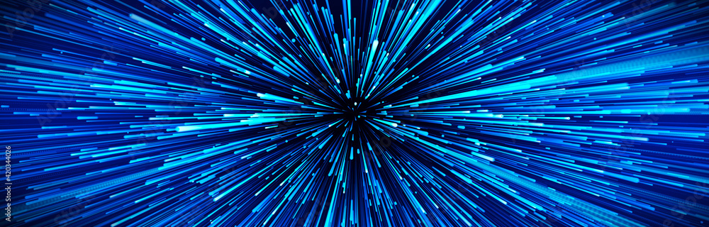 Abstract circular speed background. Centric motion of star trails ...