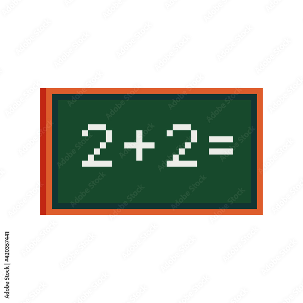 Blackboard, 2 plus two, pixel art icon, school board Isolated vector ...