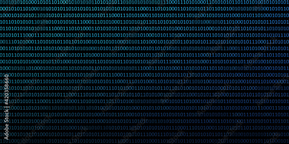 Dark Blue Digital binary code Matrix background, data and streaming binary code abstract. with ...