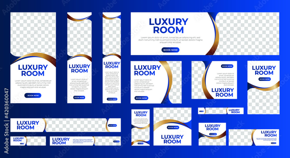 set of luxury hotel web banners of standard size with a place for ...