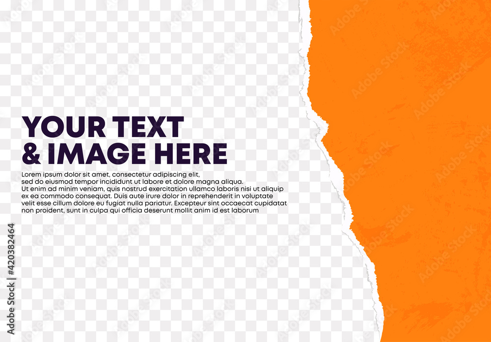 vector illustration of a template with a torn piece of paper vertically ...