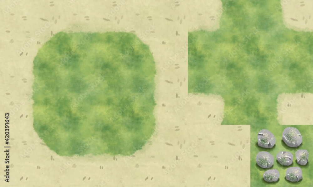Sand and grass. Sprite sheet land. Collection of top-down tiles for video games. 128 bit. Stock ...