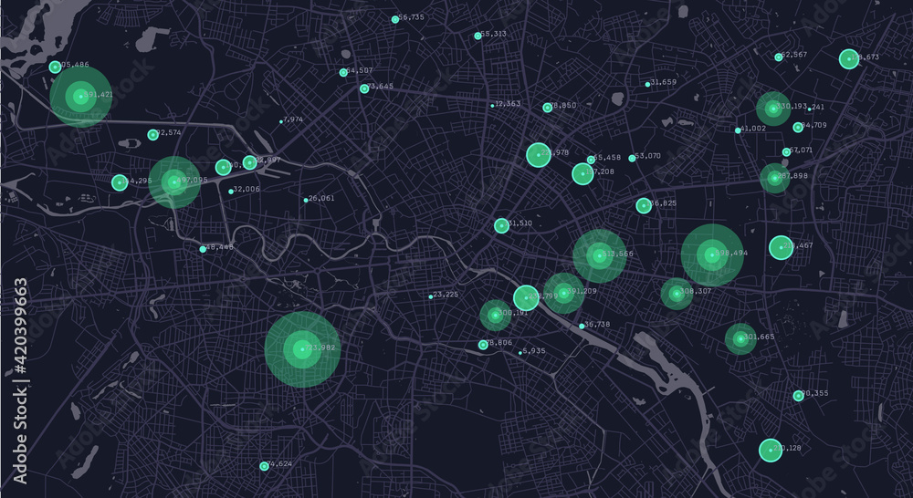 City planning. Urban big data map. Smart city. People activity analysis ...