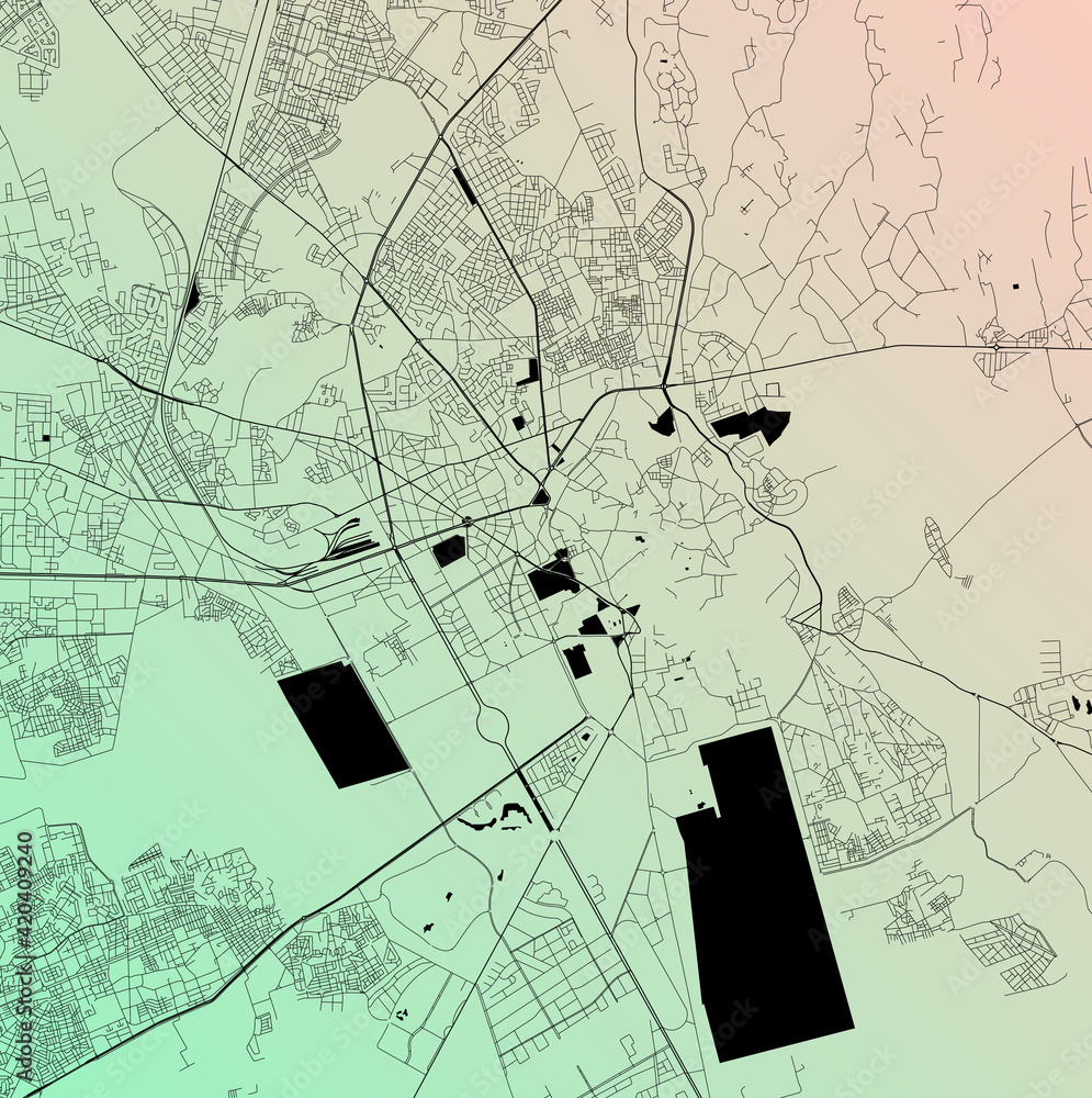 Marrakesh, Morocco (MAR) - Urban vector city map with parks, rail and ...
