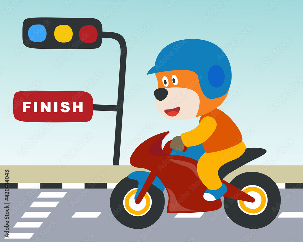 cute motorcycle racing cartoon vector illustration design. Creative ...