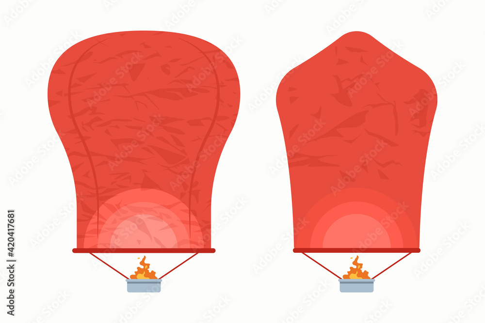 Sky lantern vector cartoon set isolated on a white background. Stock ...