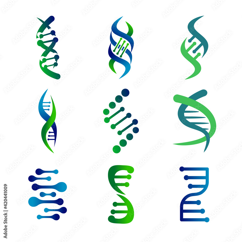 DNA genetic sign, icons and elements collection. colorful of DNA Symbol ...