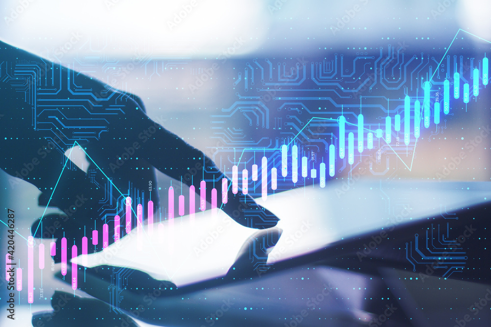 Stock market algorithmic concept with digital circuit and financial ...