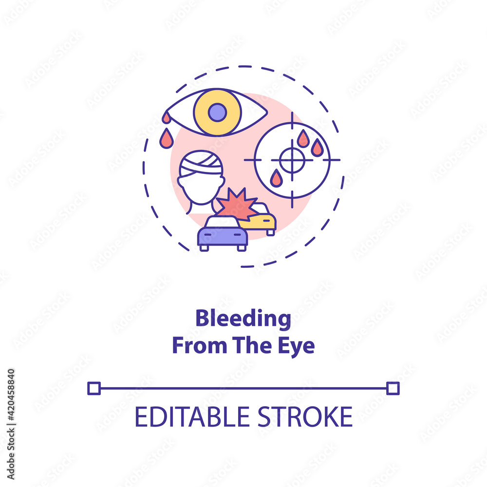 Bleeding from the eye concept icon. Emergency eye exam reasons. Caused ...