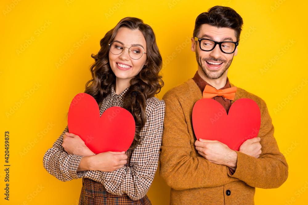 Portrait of attractive cheerful friends friendship couple embracing ...