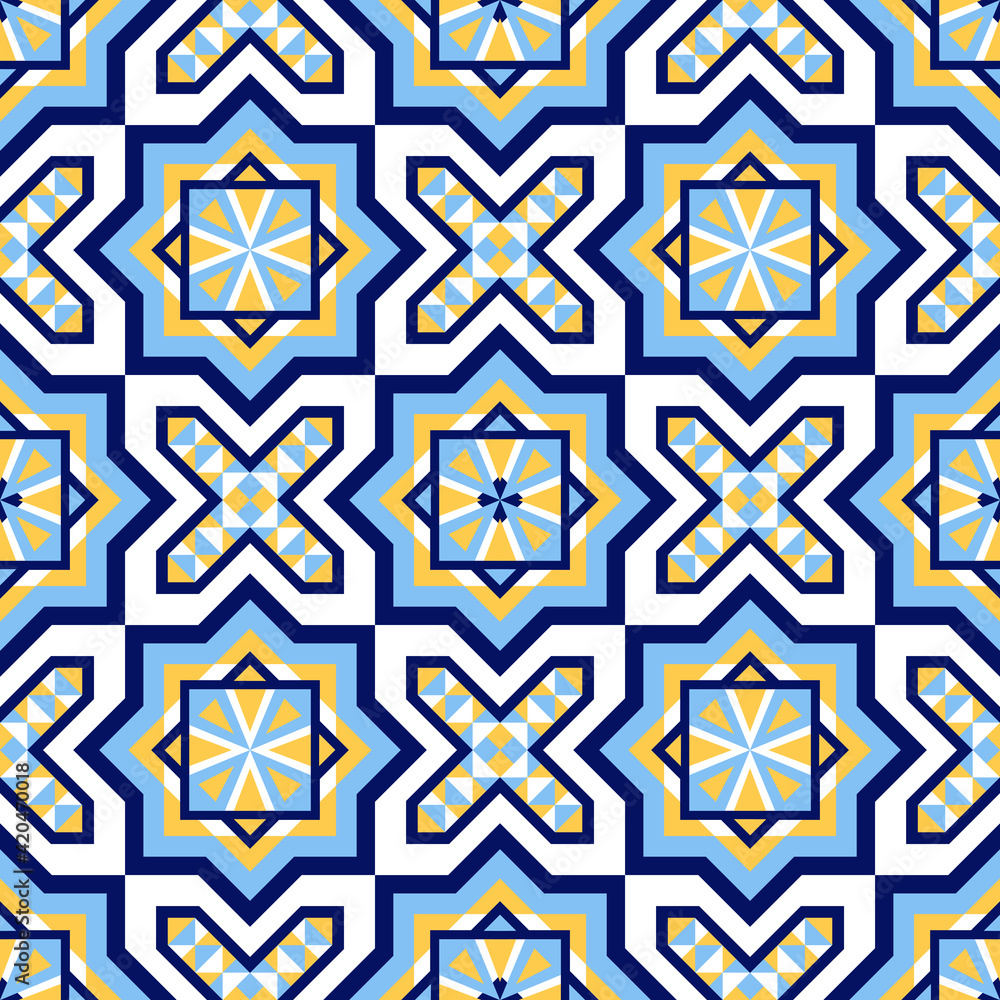 Italian tile pattern vector seamless with mosaic arabesque ornaments ...