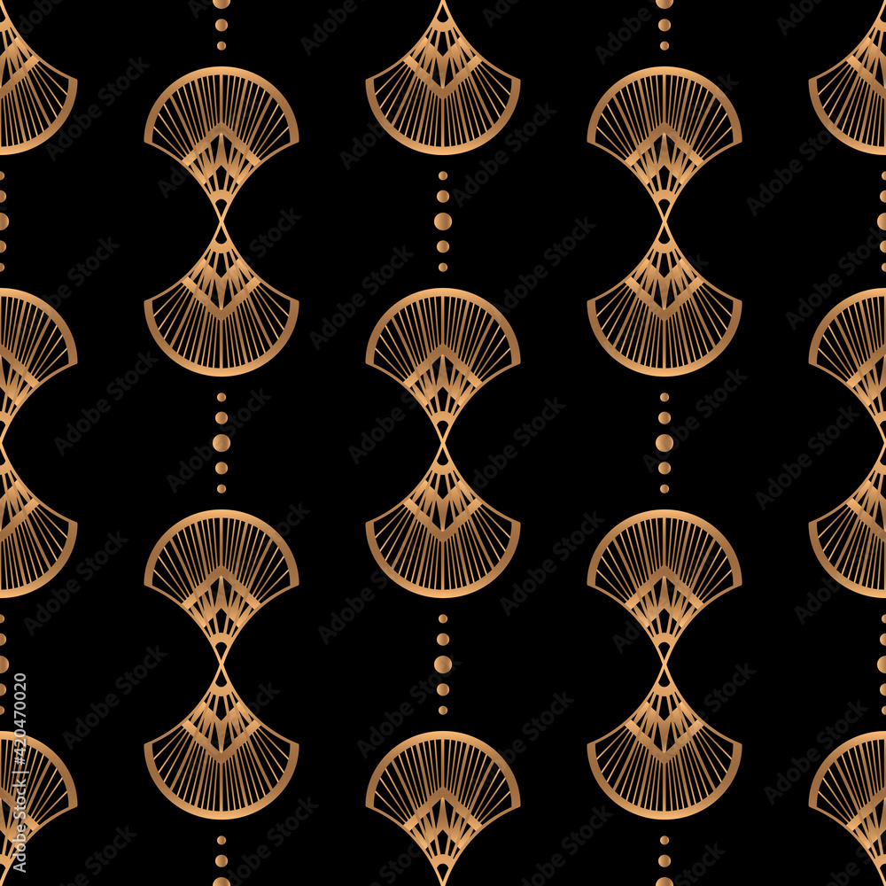 Art deco luxury pattern seamless. Vintage 1920s motif gold black ...